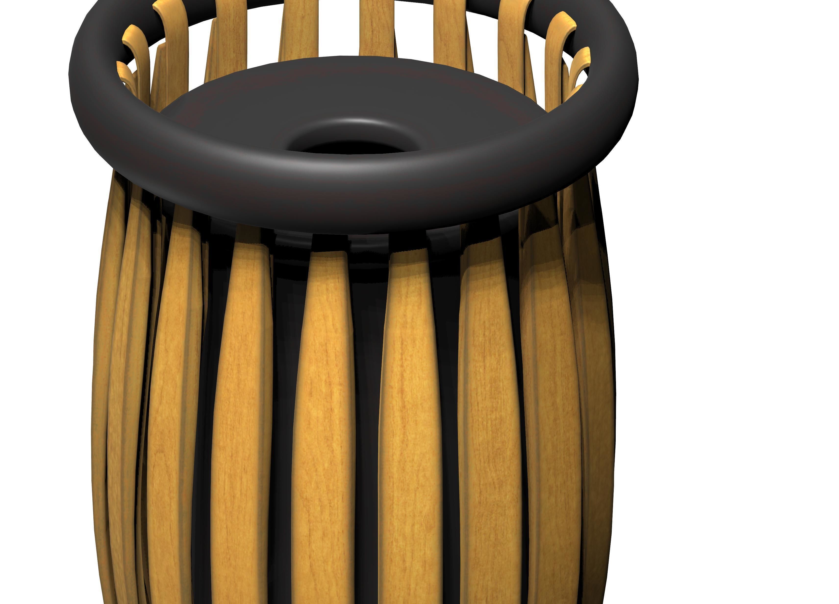 3D model Circular cage type wooden trash can VR / AR / low-poly | CGTrader