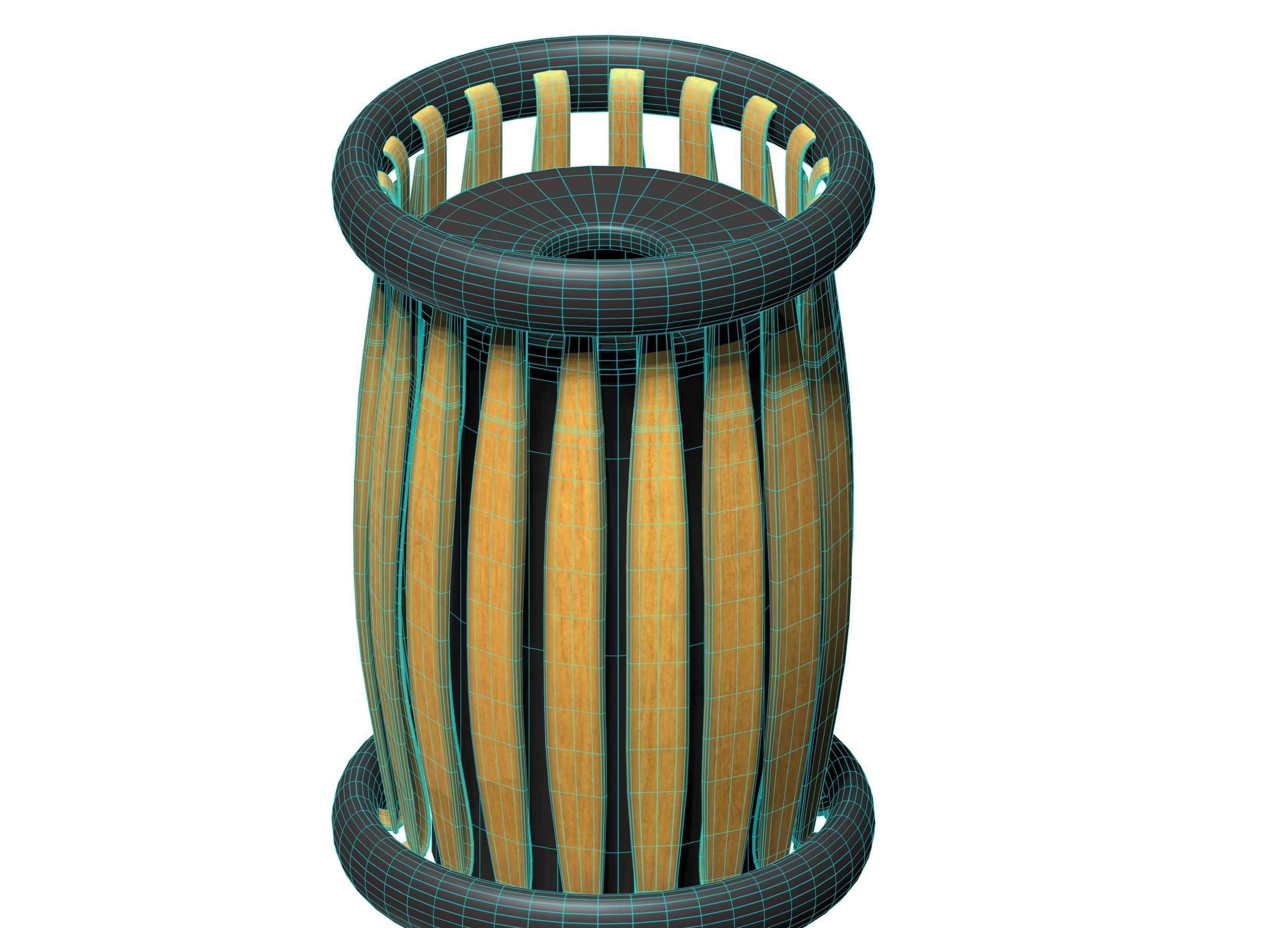 3D model Circular cage type wooden trash can VR / AR / low-poly | CGTrader