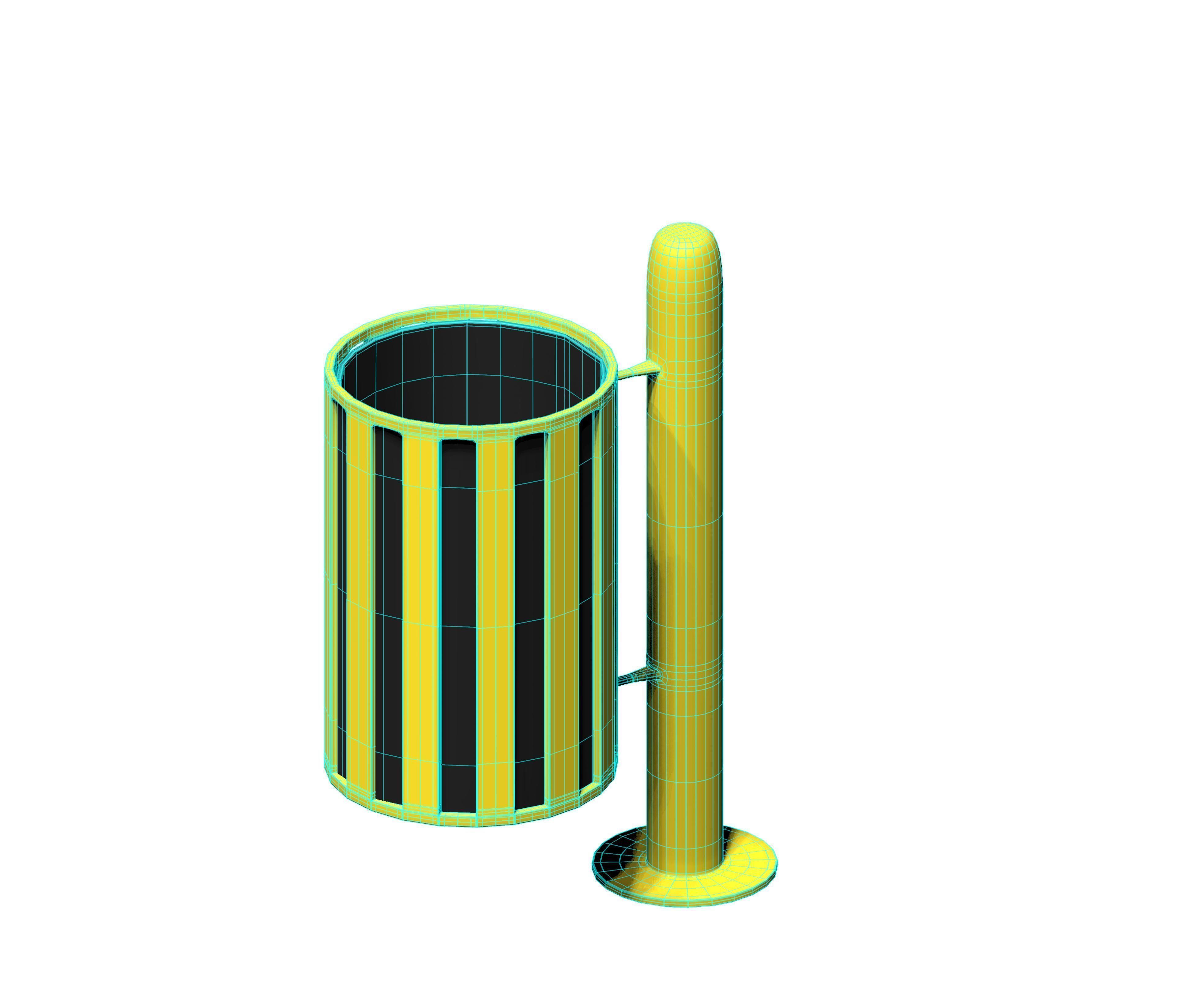3D model Yellow circular cage type trash can VR / AR / low-poly | CGTrader