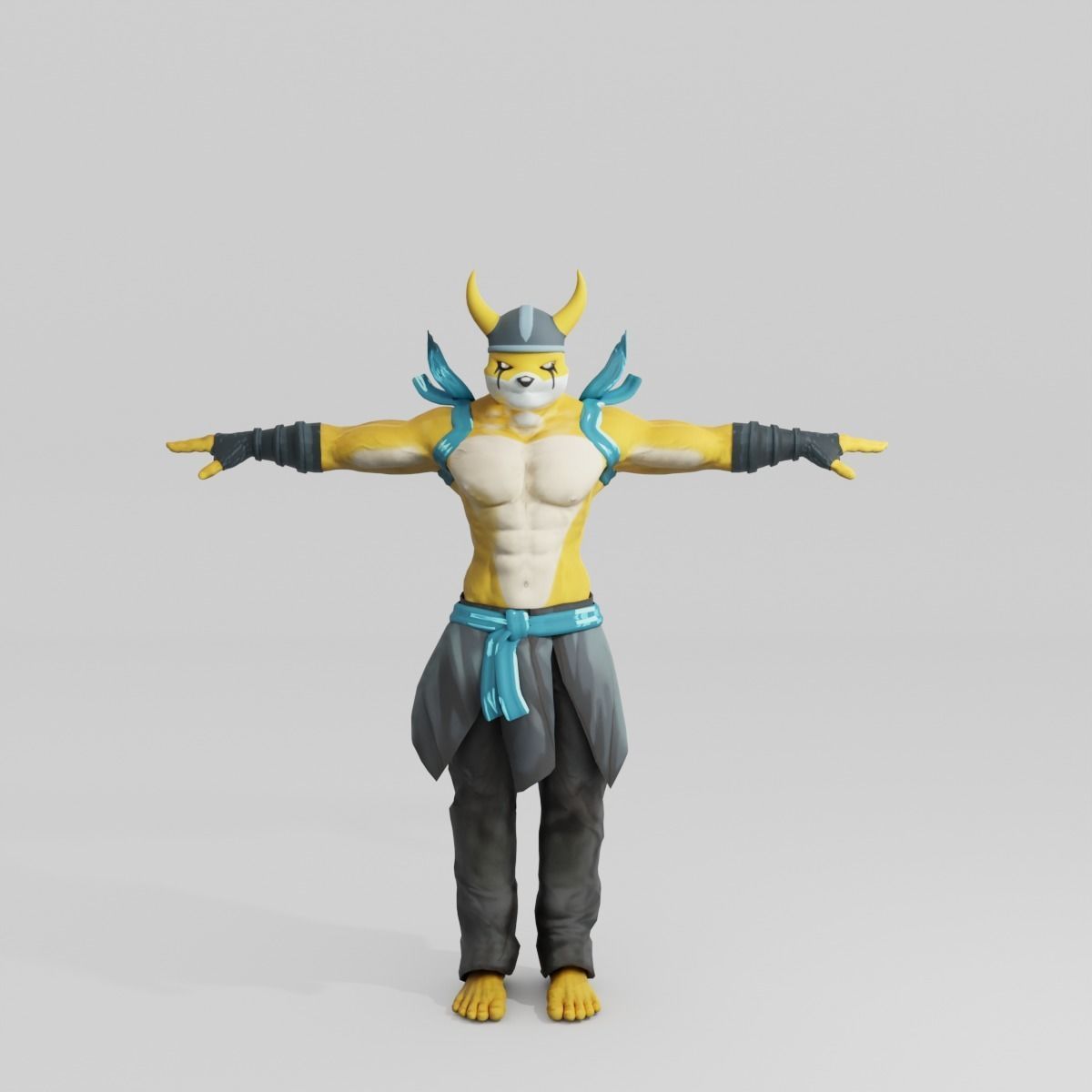 3D model stylised Fighter Low-poly game ready 3D model VR / AR / low ...