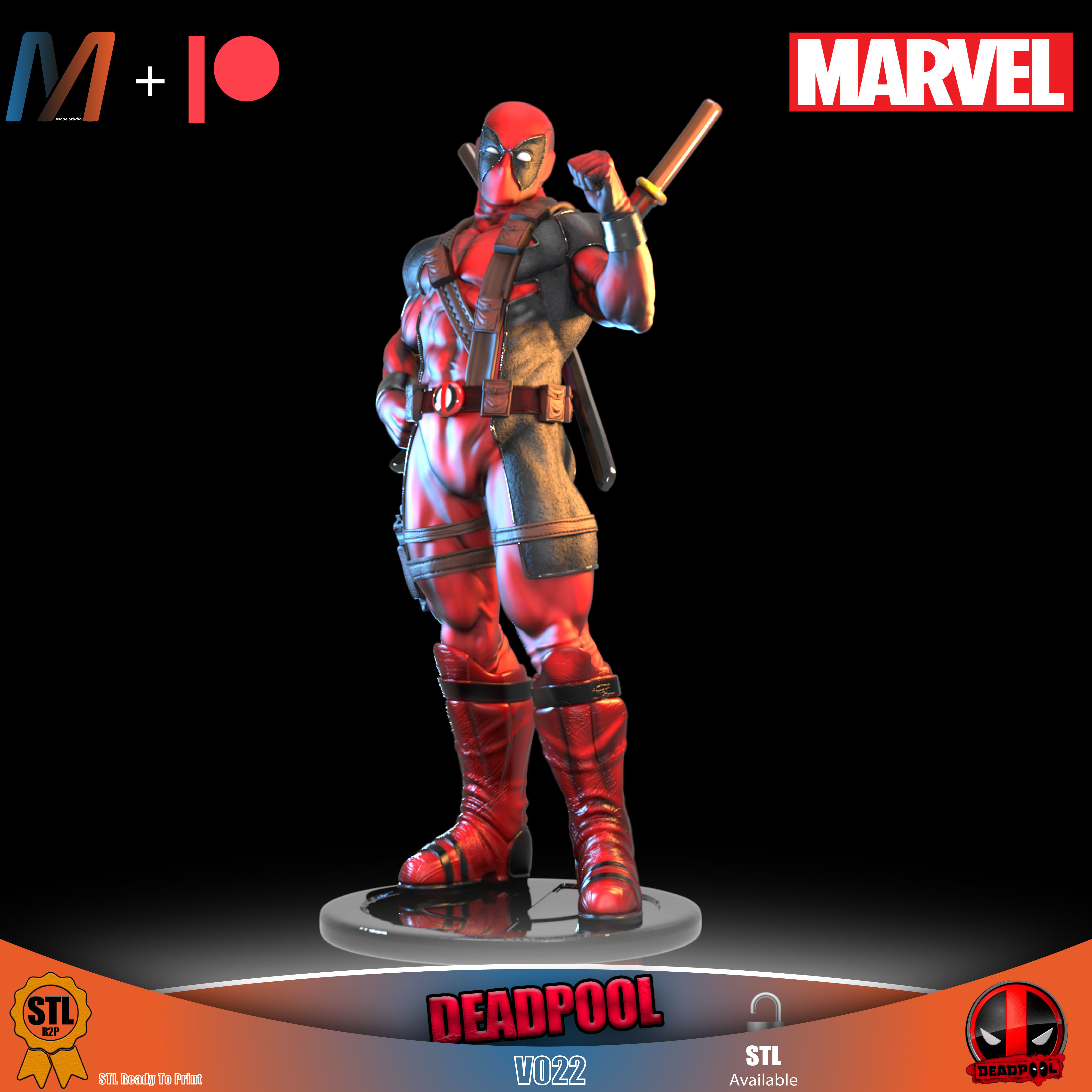 V022 - MARVEL DEADPOOL 3D model 3D printable | CGTrader