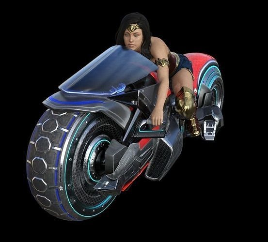 wonder woman on motorcycle 3D model 3D printable | CGTrader