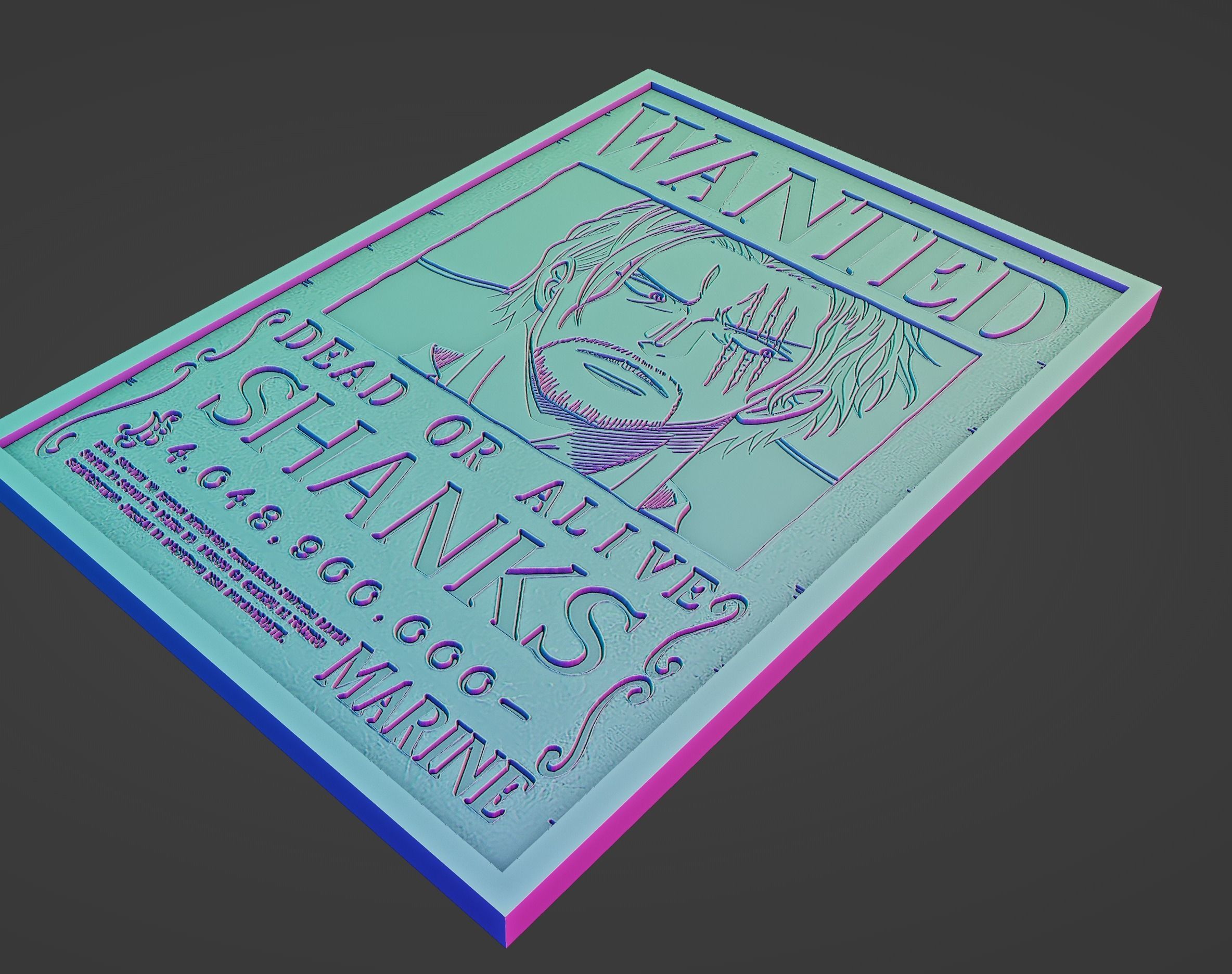 SHANKS WANTED POSTER - ONE PIECE 3D model 3D printable | CGTrader