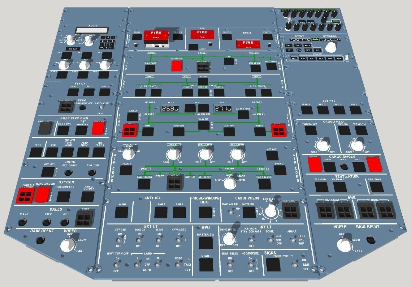 A320 Full Overhead Panel 3D model 3D printable | CGTrader
