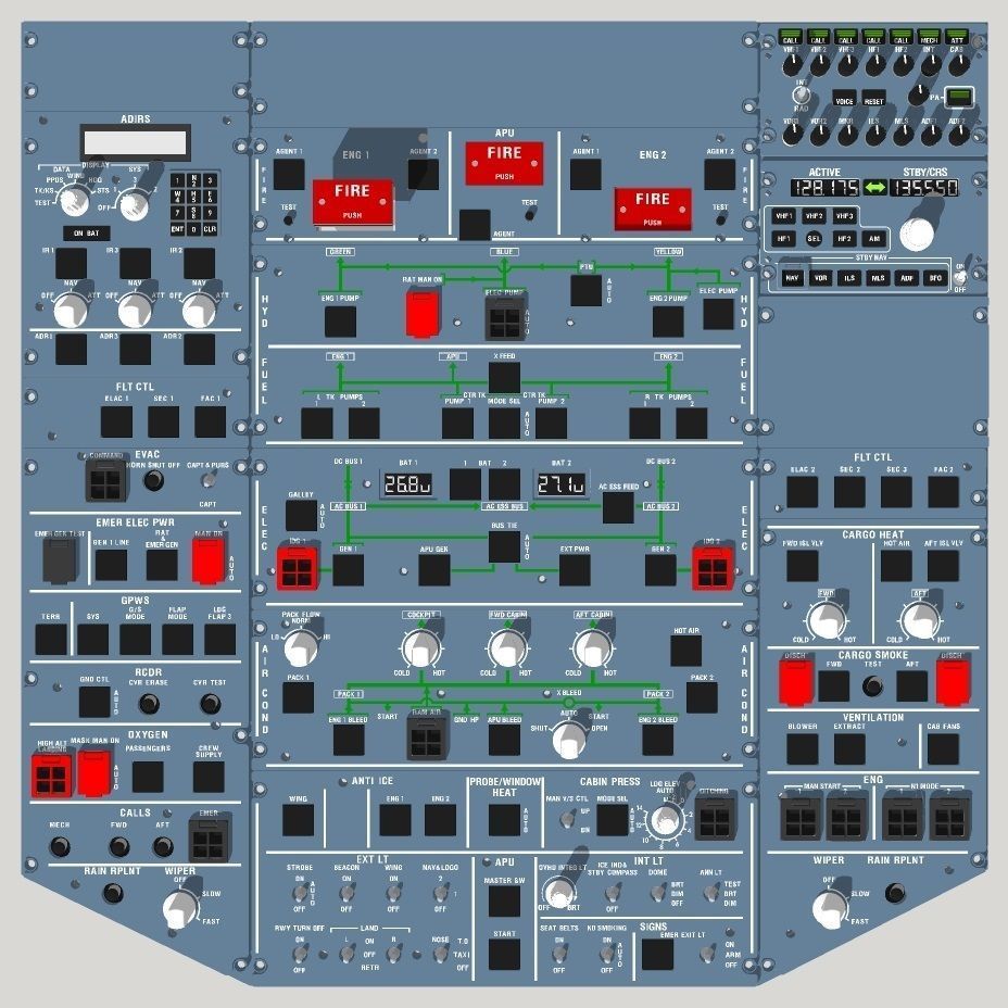 A320 Full Overhead Panel 3D model 3D printable | CGTrader