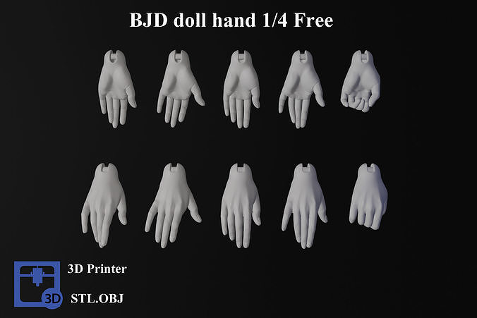 BJD doll 3D doll hand model AT001 3D print Free model free 3D model ...