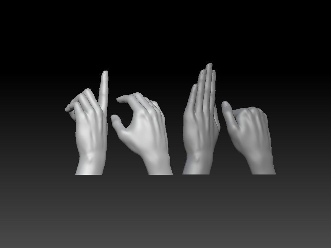 HAND SIGN LANGUAGE ALPHABET A B C D 3D model 3D printable | CGTrader