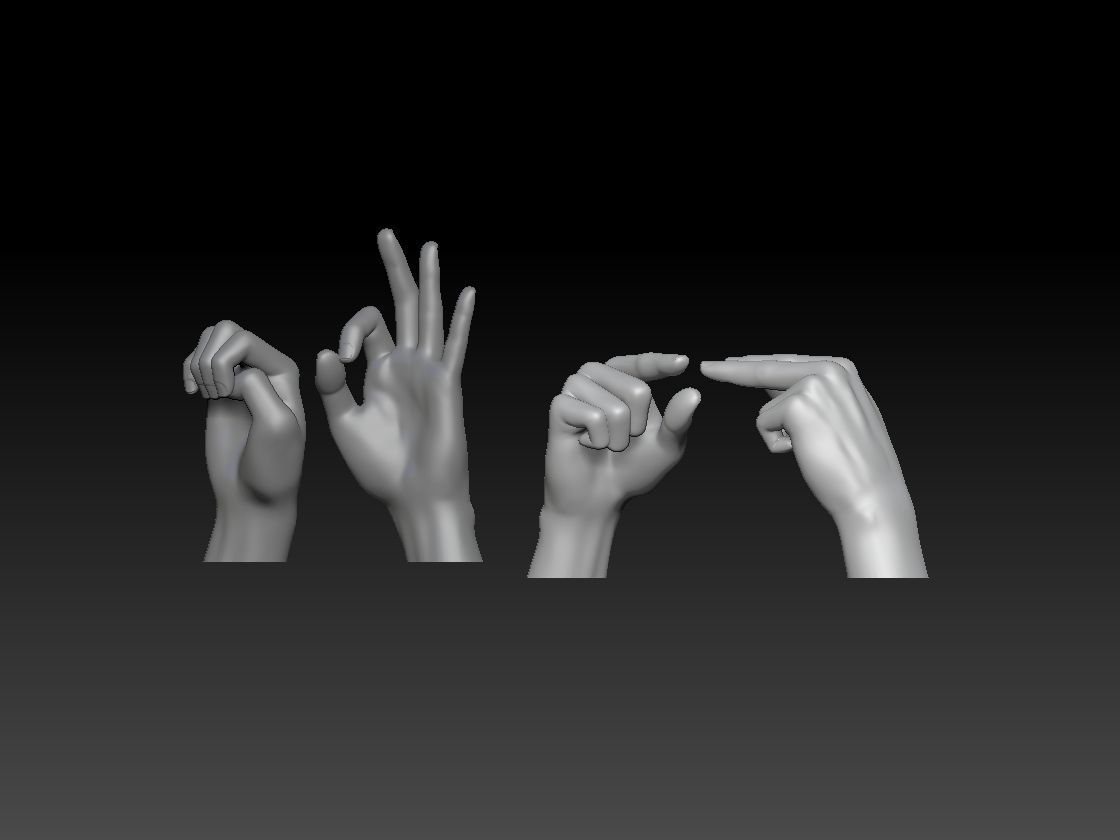 HAND SIGN LANGUAGE ALPHABET E F G H 3D model 3D printable | CGTrader