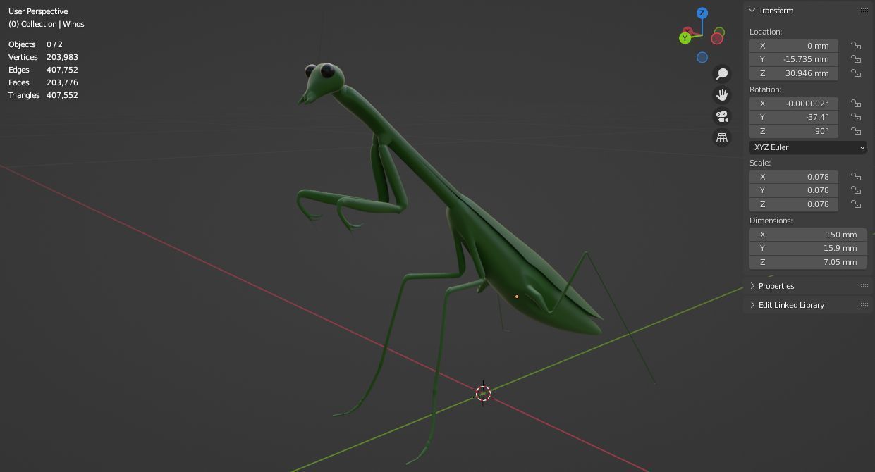 3D model Mantis low poly 3D model for 3D print VR / AR / low-poly ...