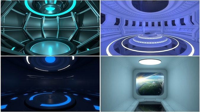 4 Sci Fi Room Set 3D model | CGTrader