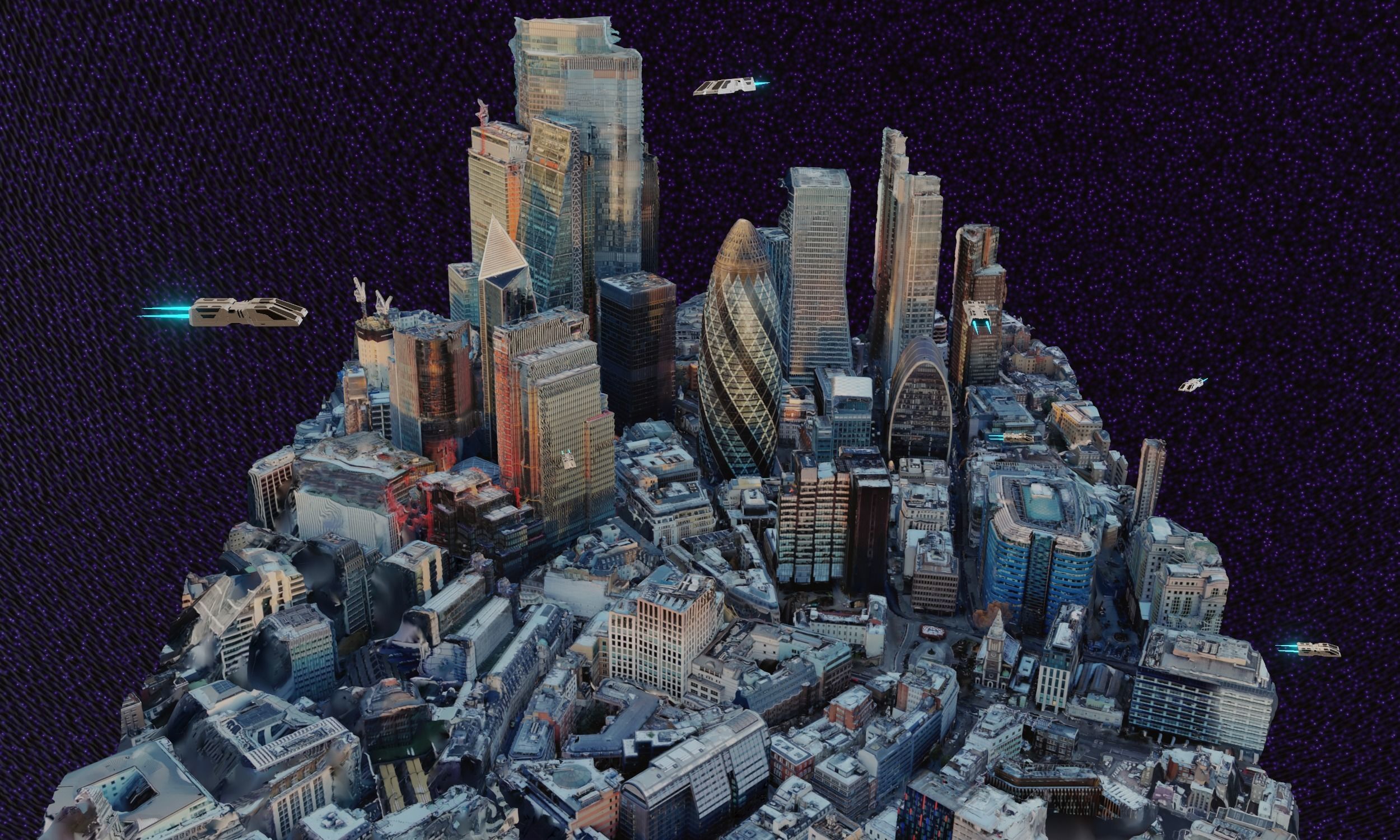 3D model LONDON Cyber City night Low-poly 3D model Low-poly 3D model VR ...