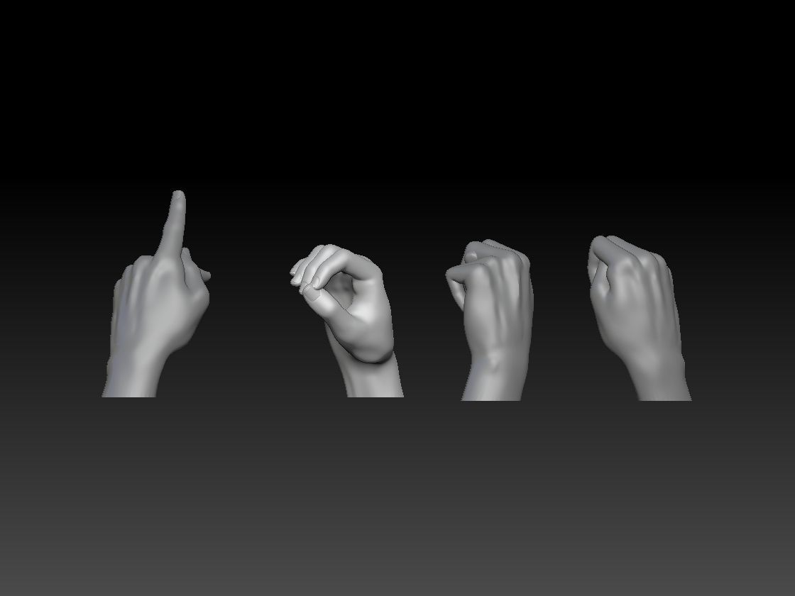 HAND SIGN LANGUAGE ALPHABET M N O P 3D model 3D printable | CGTrader