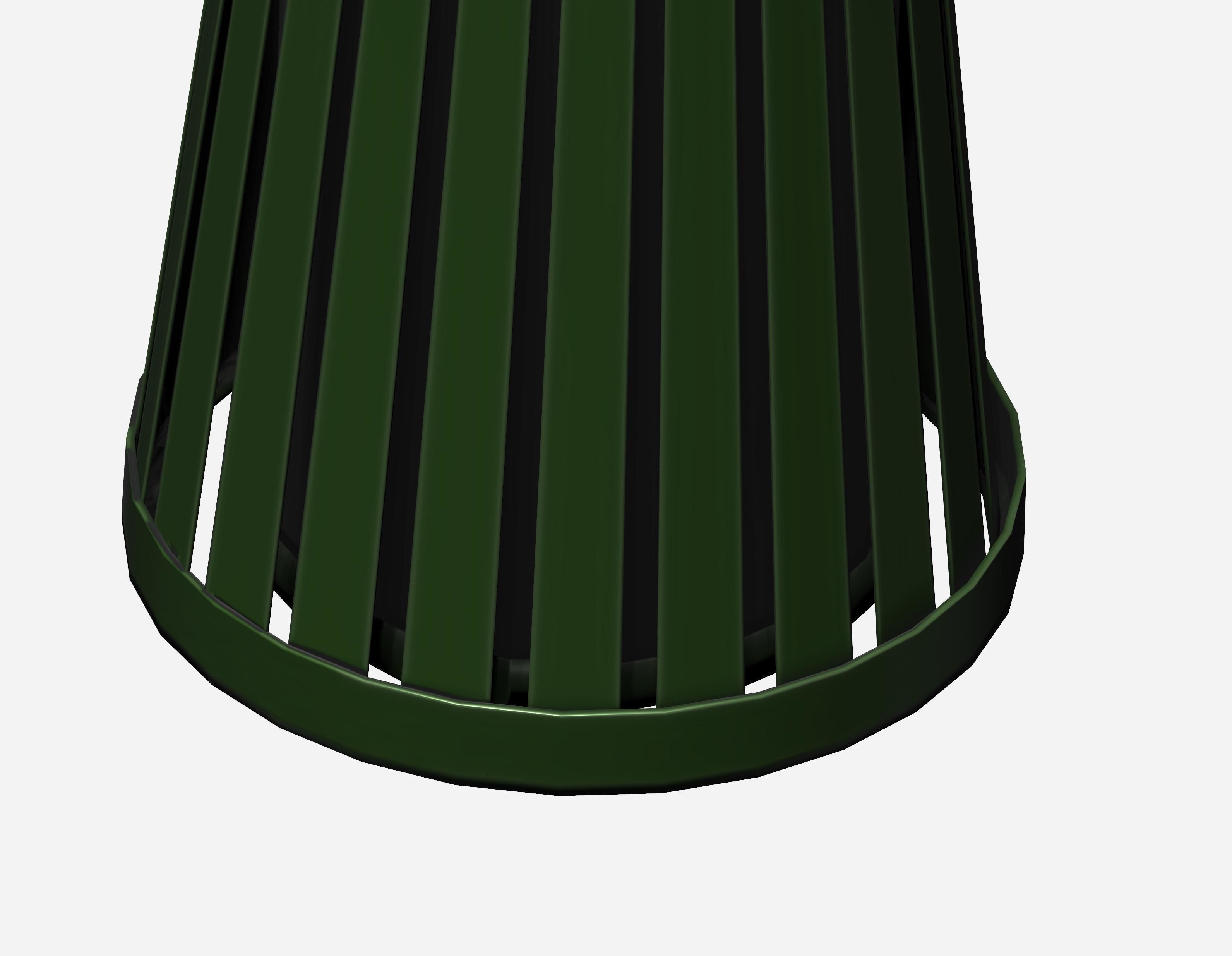 3D model Green circular cage type trash can with tap cover VR / AR ...