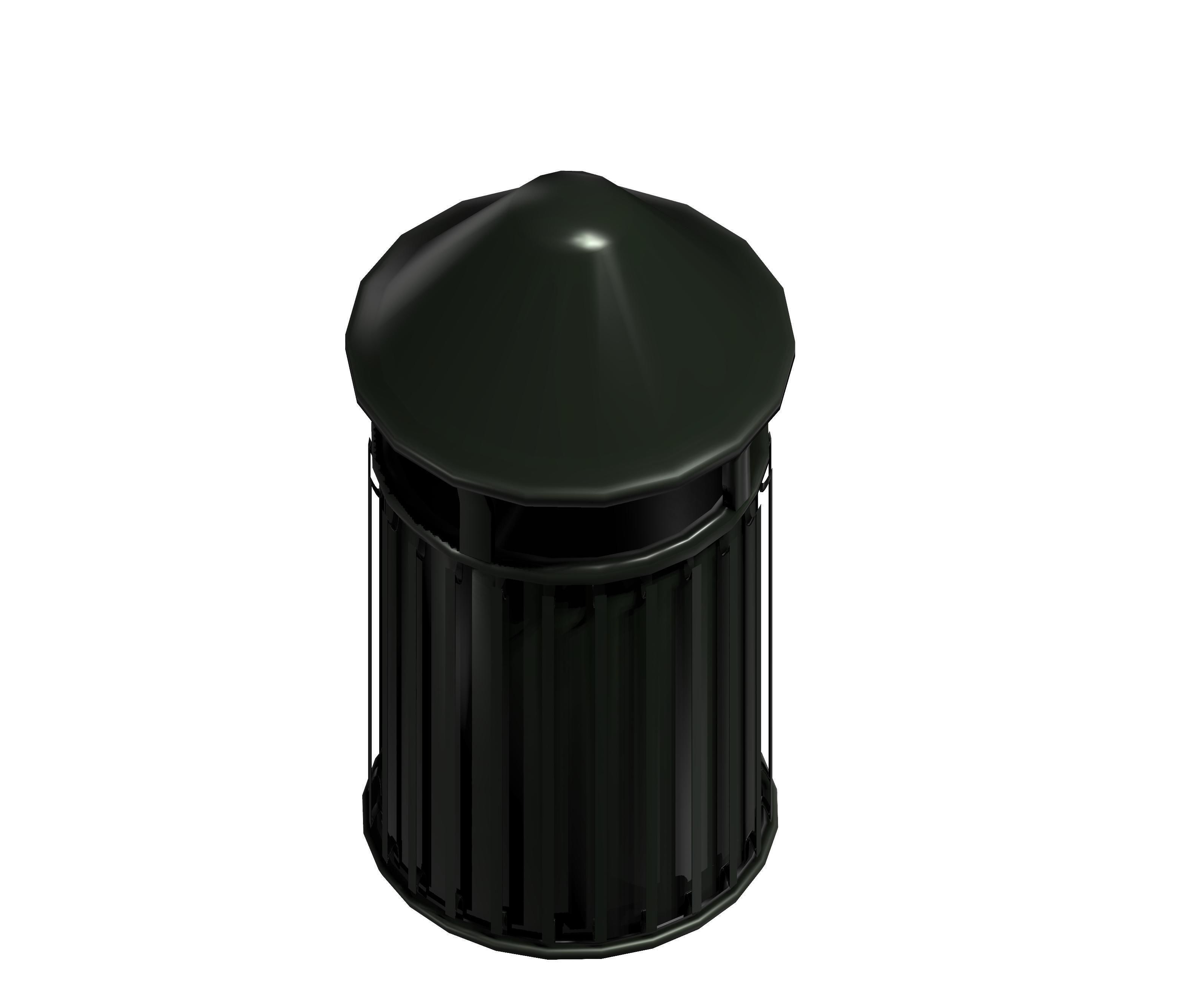 3D model Black circular cage type trash can with tap cover VR / AR ...