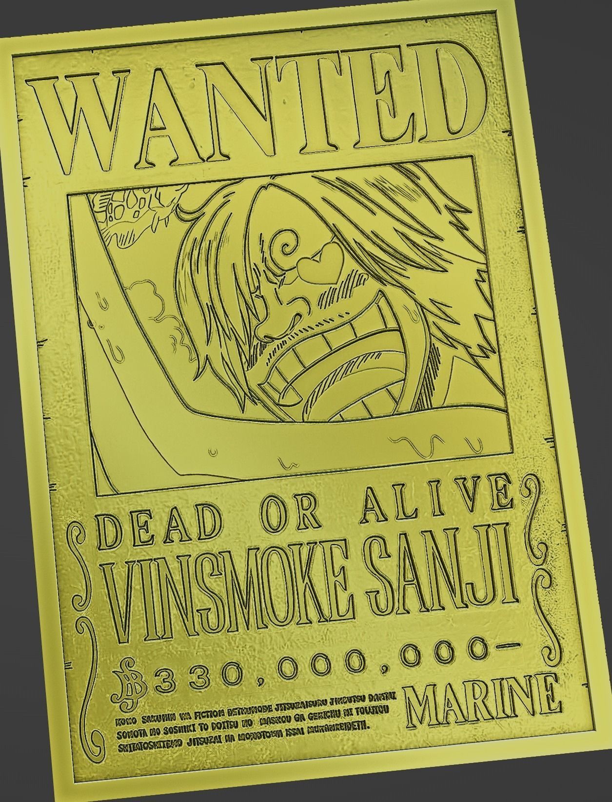 sanji wanted poster - one piece 3D model 3D printable | CGTrader