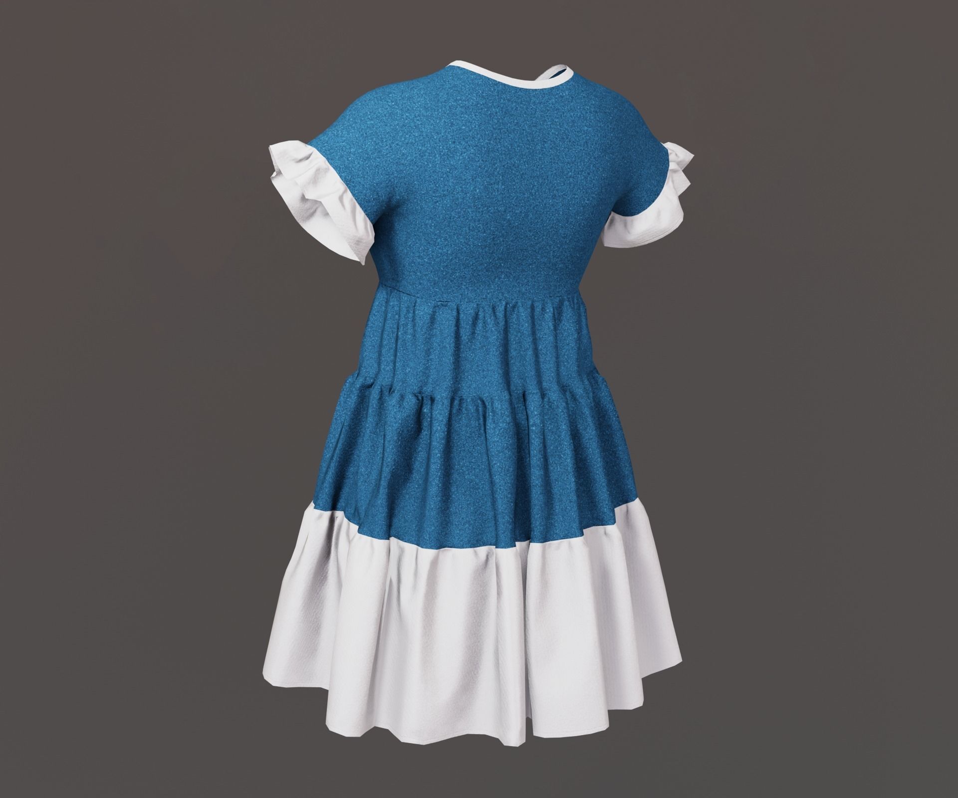 Woman dress with cascading ruffles 3D model | CGTrader