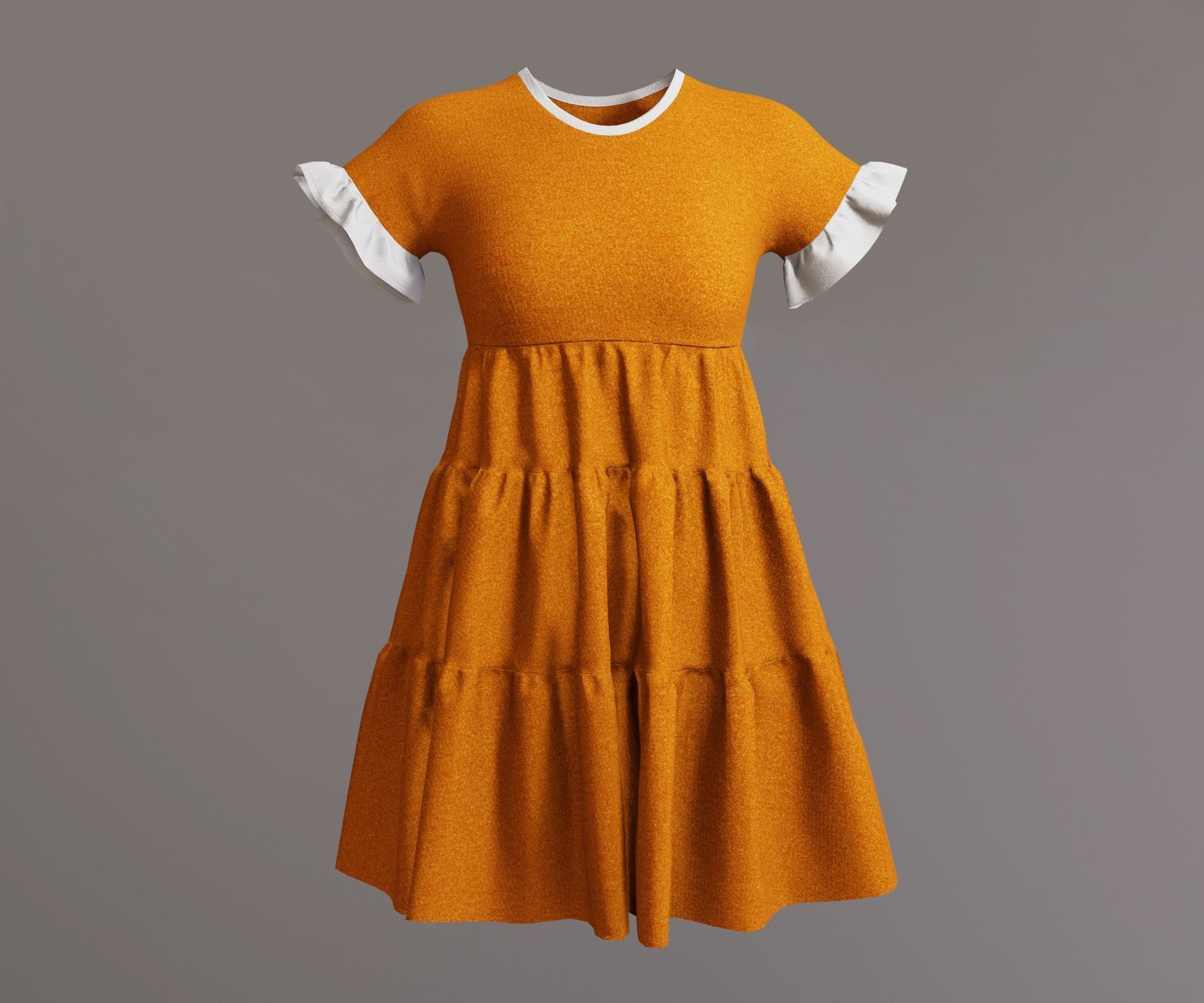 Woman dress with cascading ruffles 3D model | CGTrader