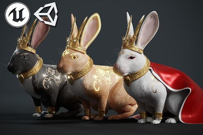 3D model Fantasy Golden Rabbit VR / AR / low-poly | CGTrader
