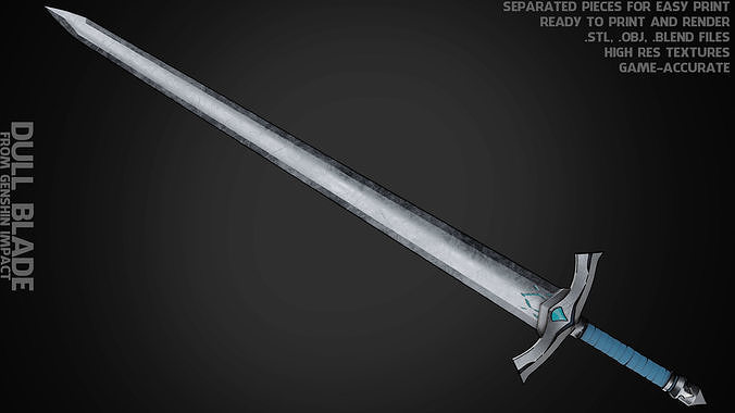 Genshin Impact Dull Blade for Cosplay 3D model 3D printable | CGTrader