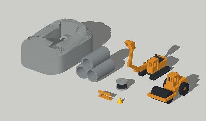 3D model Road Work Site Engineering Vehicle by Outland Models VR / AR ...