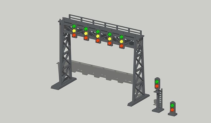 3D model Signal Gantry and Block Signal Set by Outland Models VR / AR ...