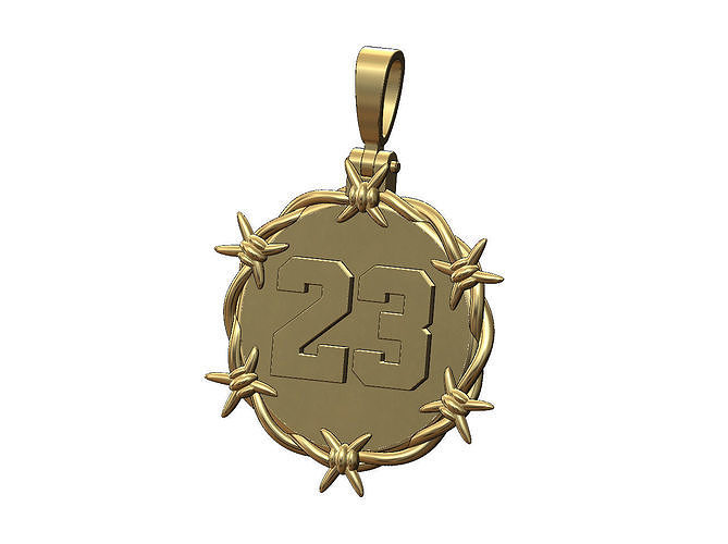 Number 23 barbwire round pendant with bail 3D model 3D printable | CGTrader