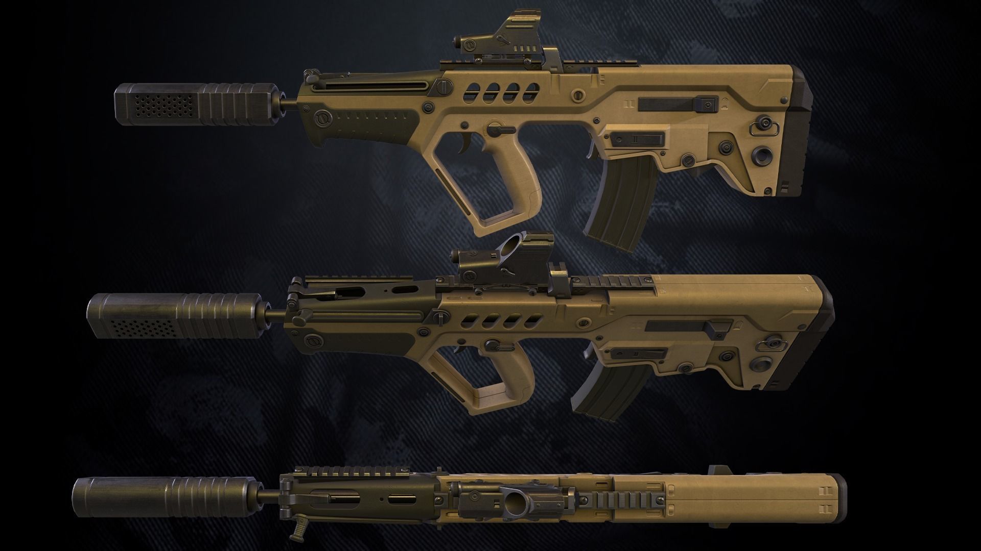 3D model TAR21 Assault Rifle With Hands And Weapon Case VR / AR / low ...