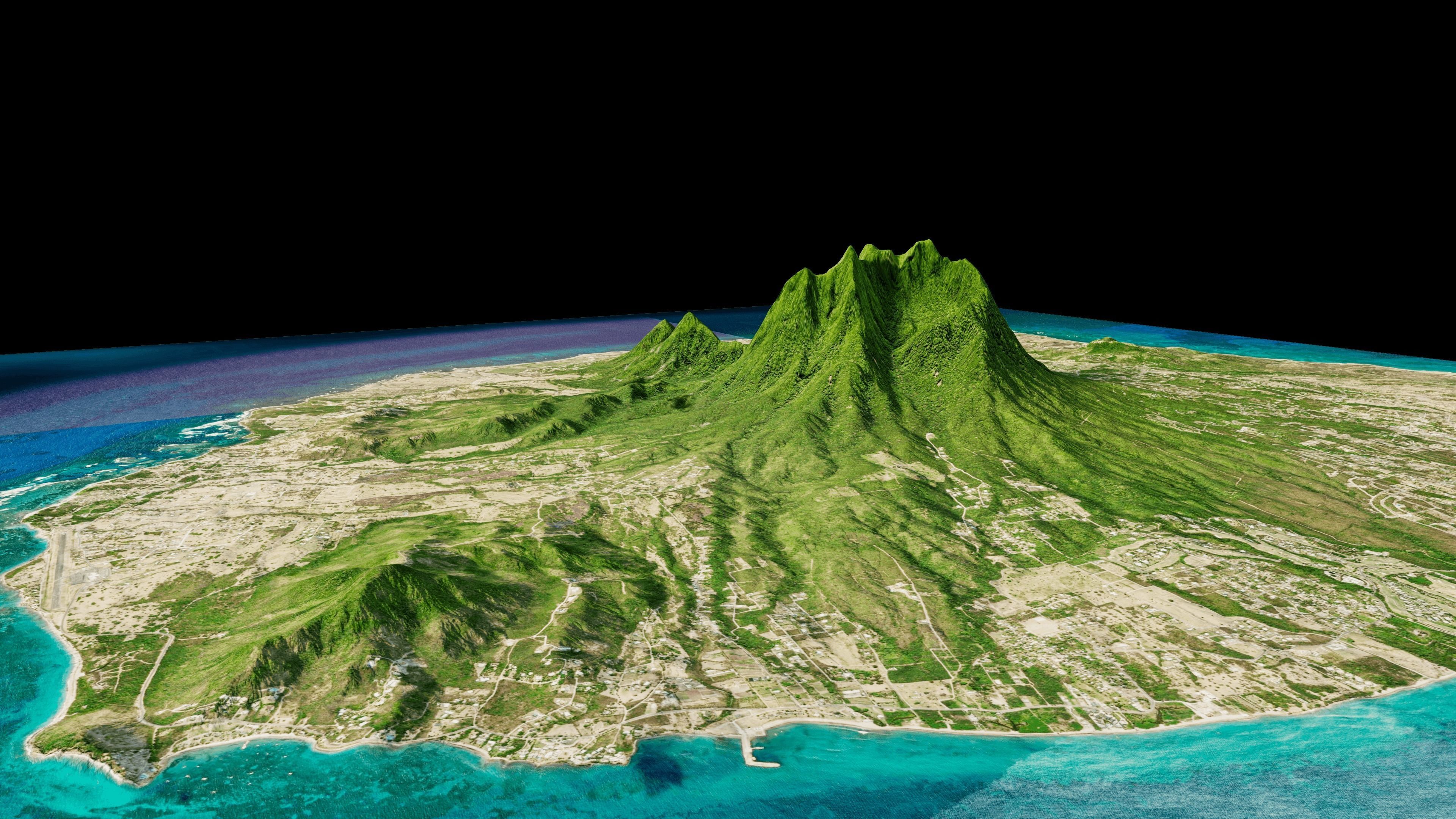 Nevis island in Caribbean 3d model terrain 3D model | CGTrader