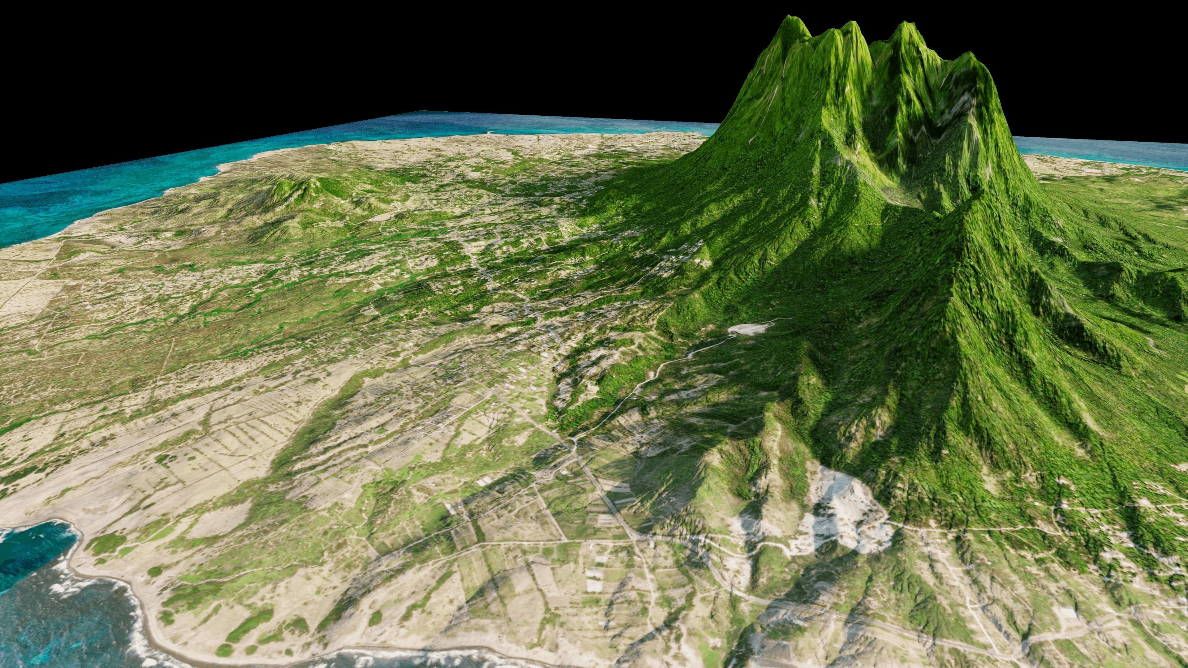 Nevis island in Caribbean 3d model terrain 3D model | CGTrader