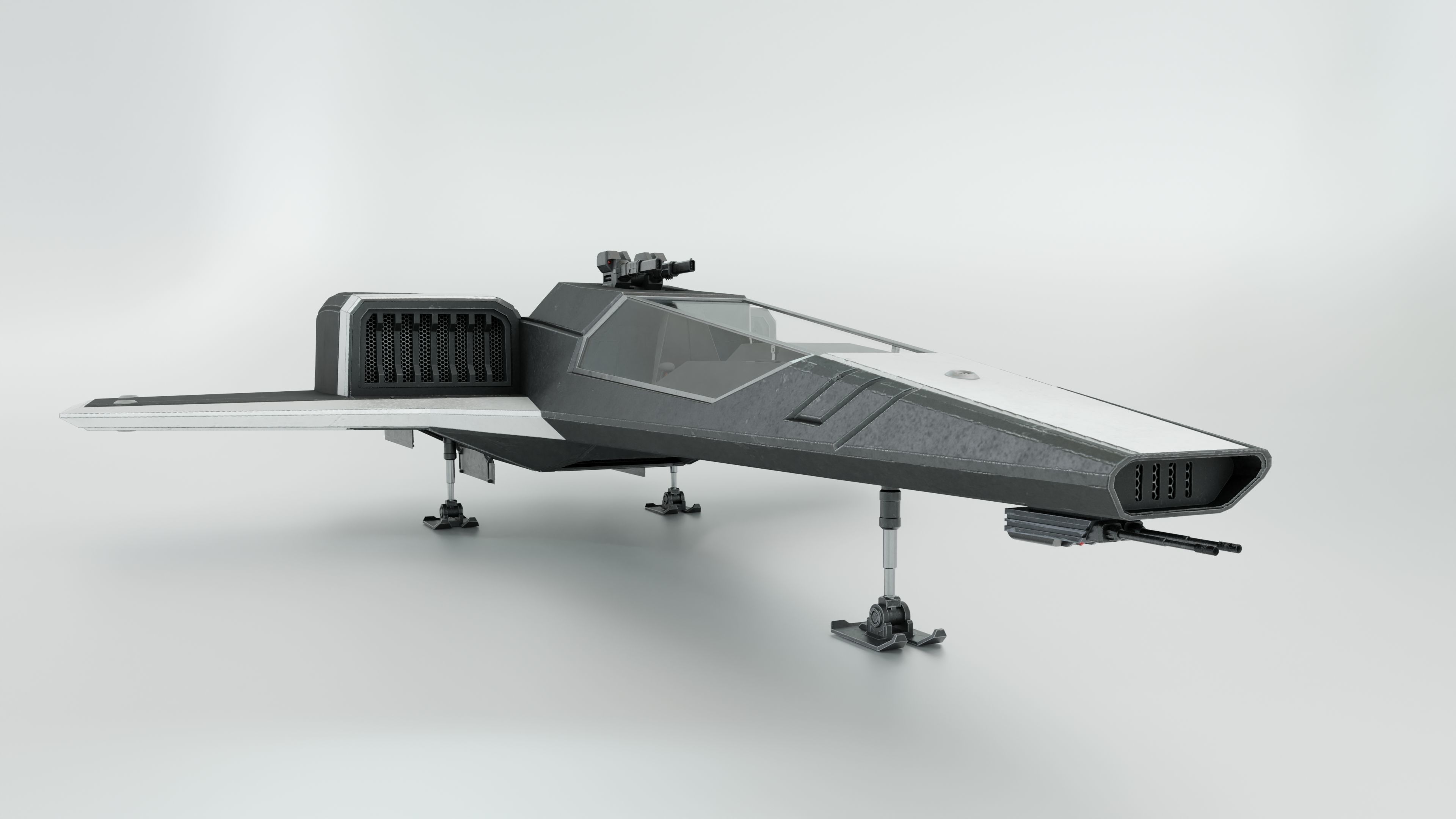 3D model Sci Fi Fighter Jet with Interior Cockpit VR / AR / low-poly ...