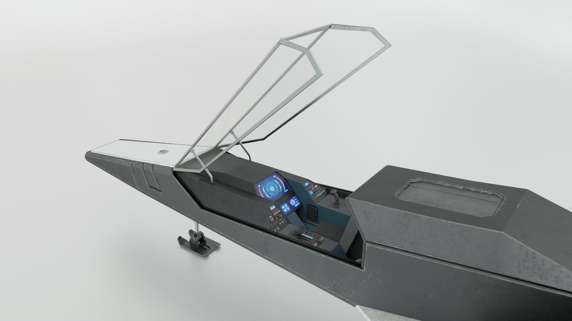 3D model Sci Fi Fighter Jet with Interior Cockpit VR / AR / low-poly ...