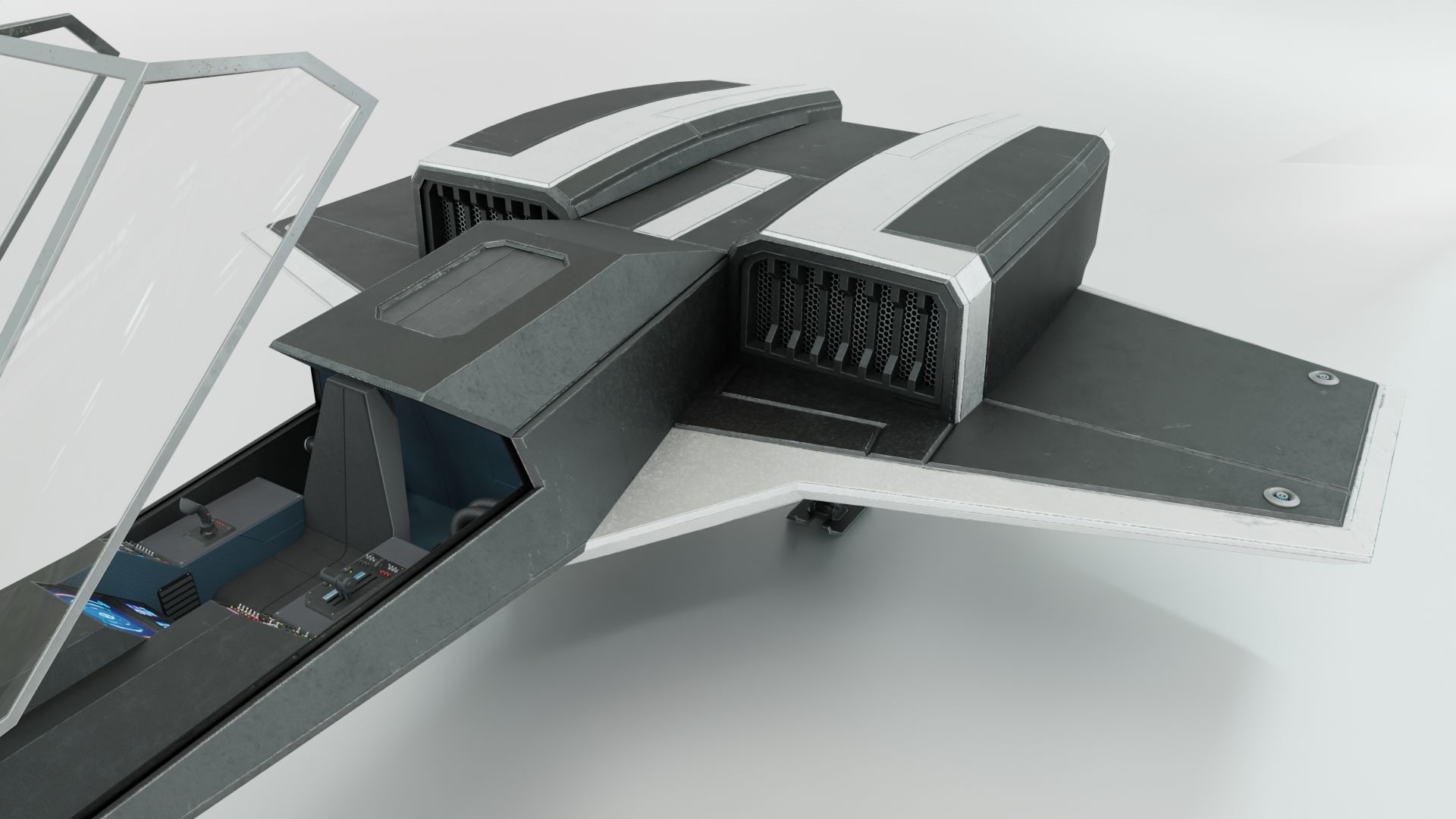 3D model Sci Fi Fighter Jet with Interior Cockpit VR / AR / low-poly ...