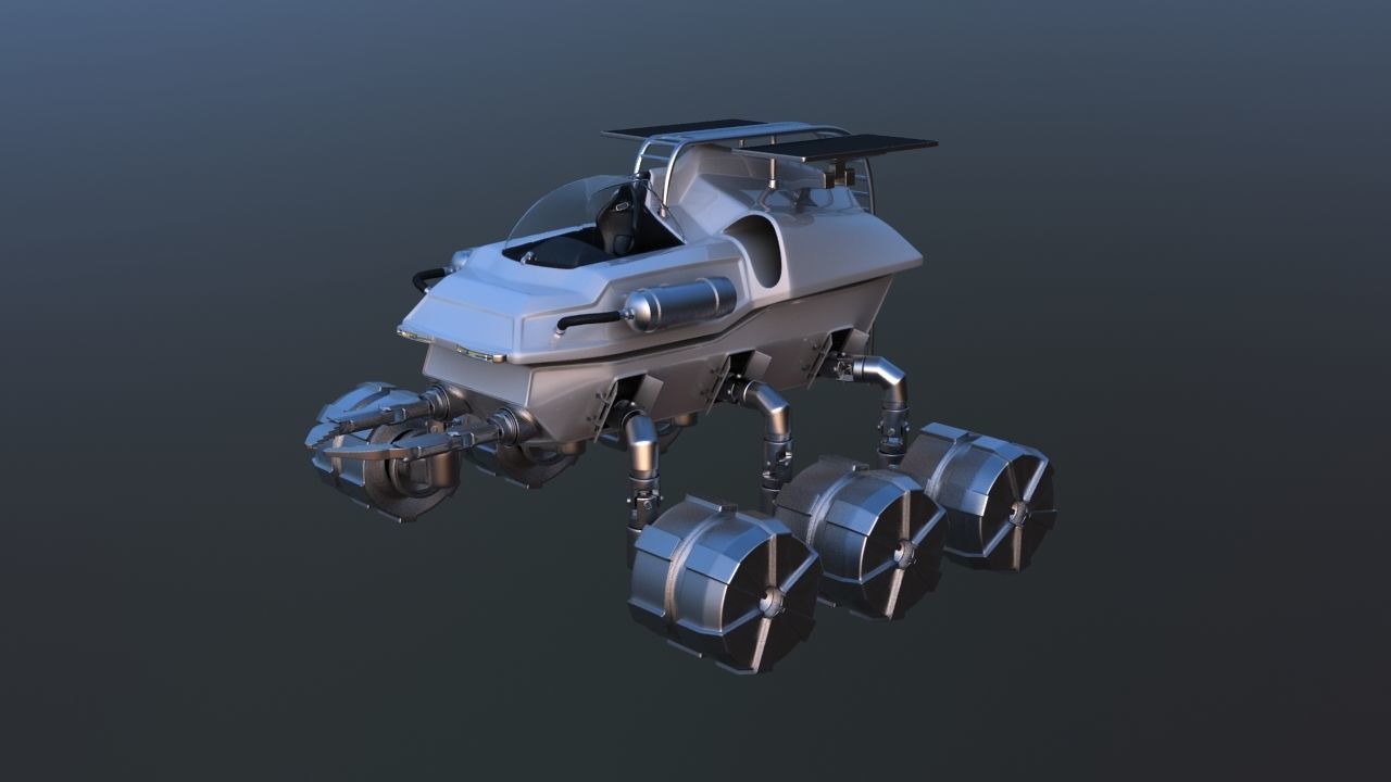 Futuristic Mars Rover 3D model rigged | CGTrader