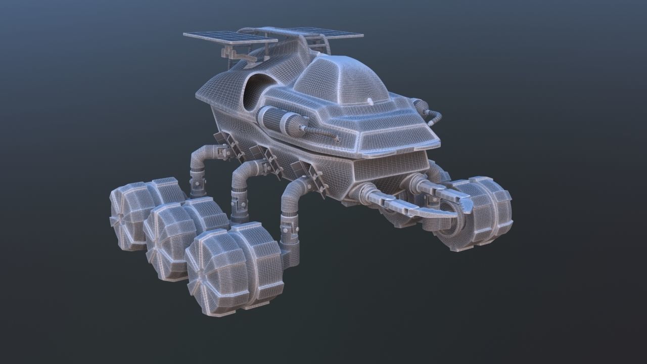 Futuristic Mars Rover 3D model rigged | CGTrader