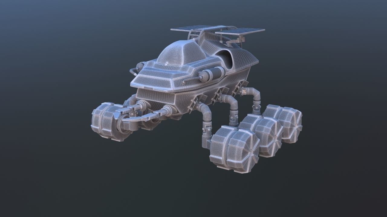 Futuristic Mars Rover 3D model rigged | CGTrader