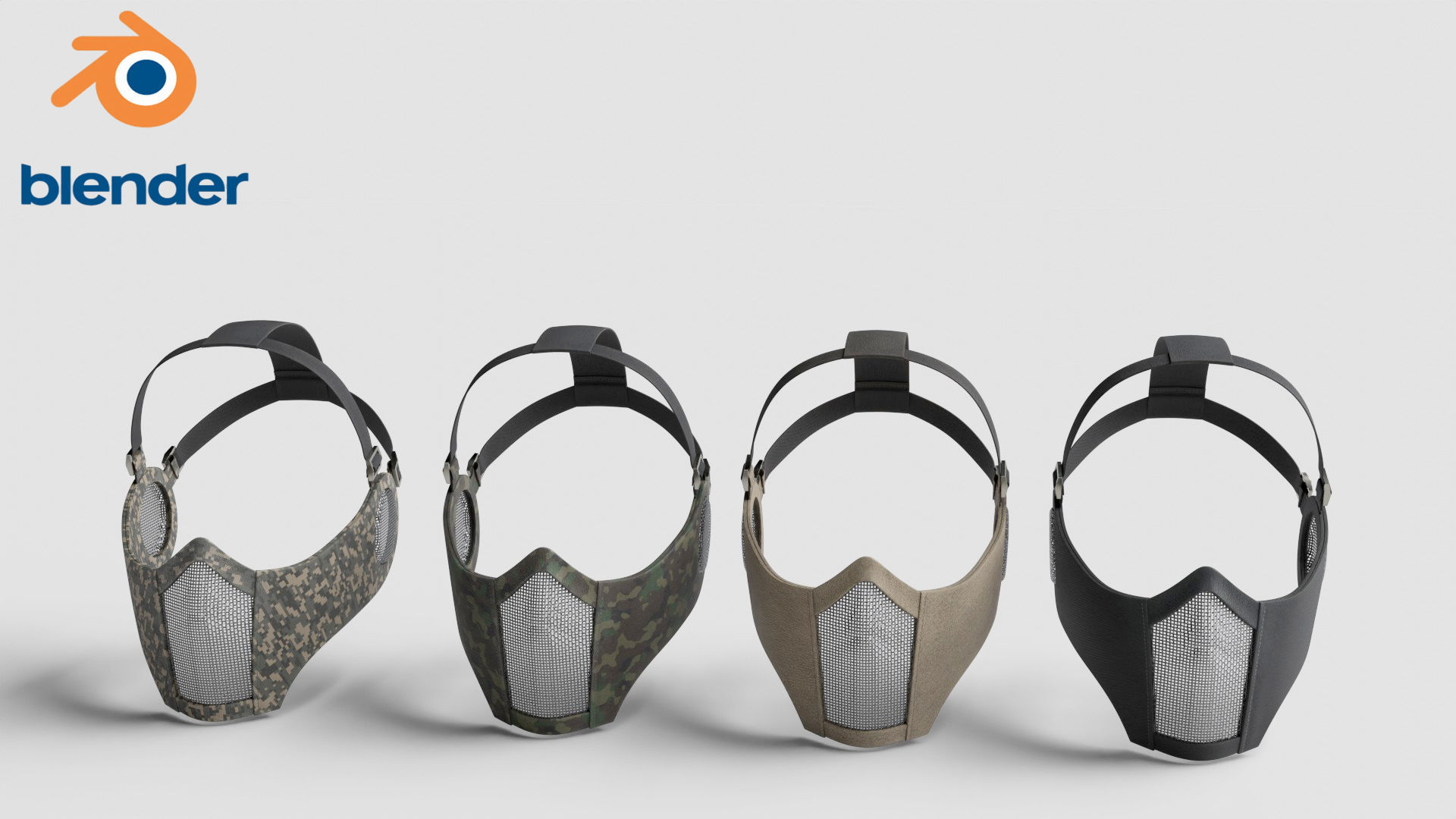 3D Model Collection Tactical Mask Face And Ear Protection with Baseball ...