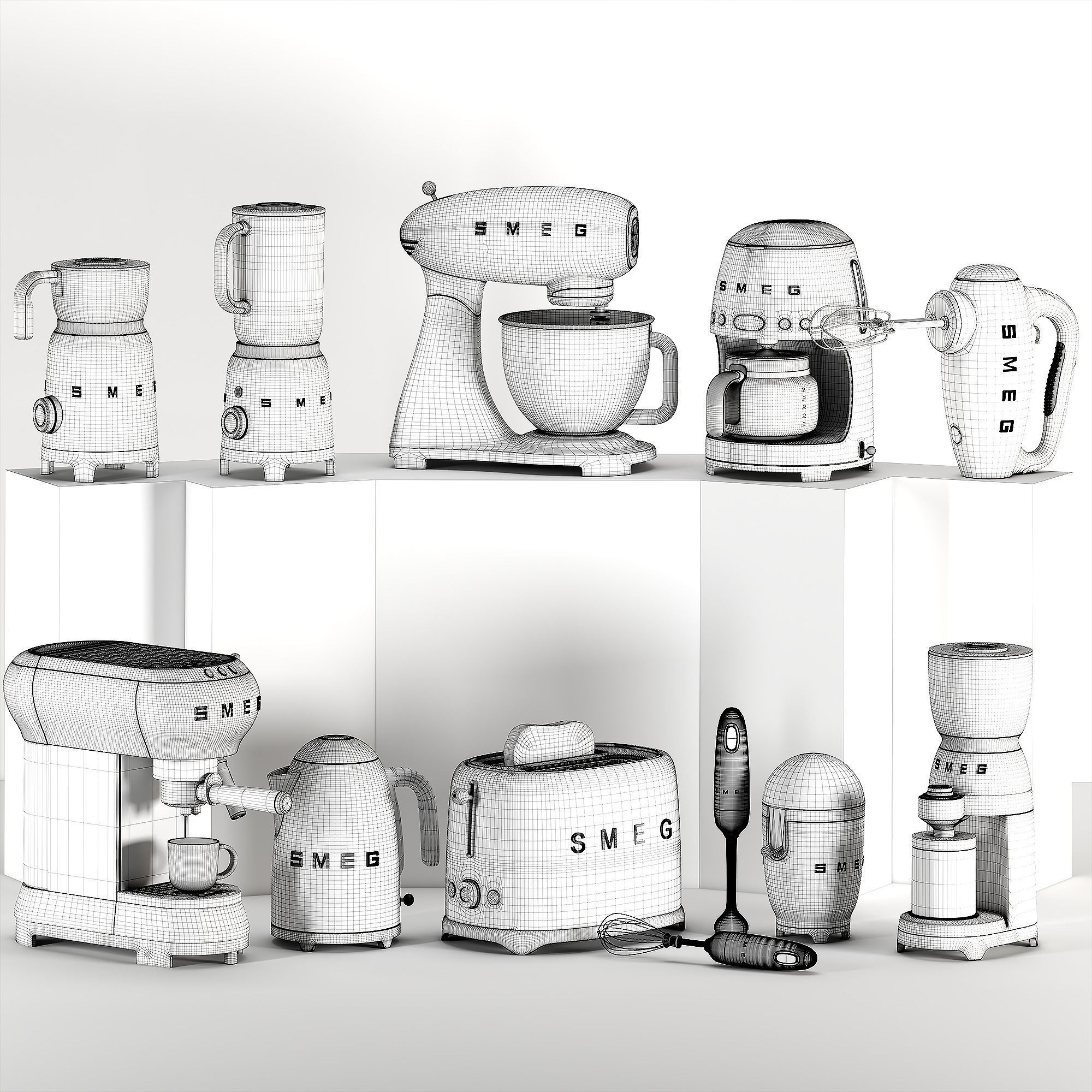 Set of kitchen appliances SMEG 07 3D model | CGTrader