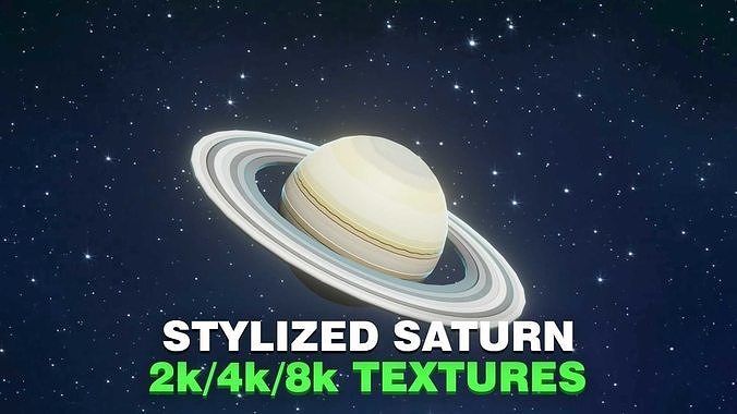 3D model Stylized Planet Saturn 3D Model 2k 4k 8k Textures VR / AR / low-poly | CGTrader