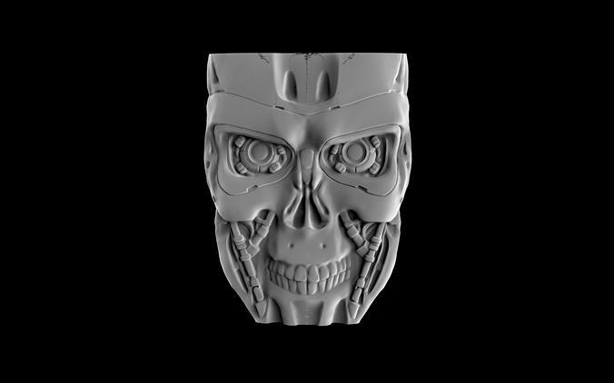 Terminator T-800 robot cyborg face low-relief bas-relief 3D model 3D ...
