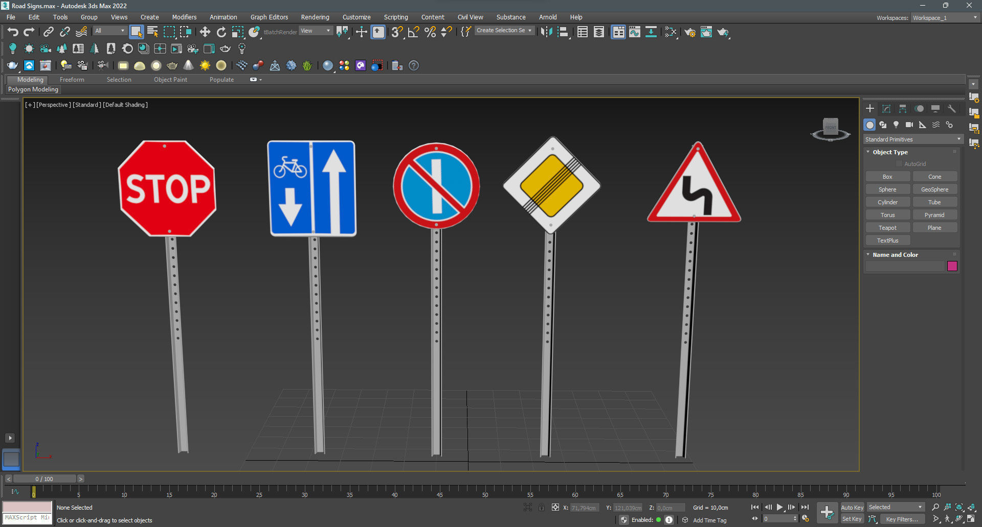 3D model Traffic Road Signs Set 01 VR / AR / low-poly | CGTrader