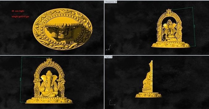 ganesh locket pendent gold silver 3D model 3D printable | CGTrader