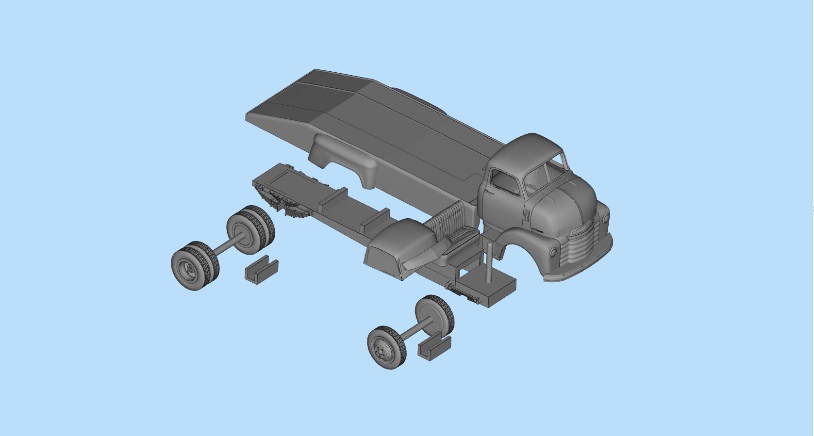 PrintableSTL Custom Hauler Cab Over Engine Ramp Tow Truck COE 3D model ...