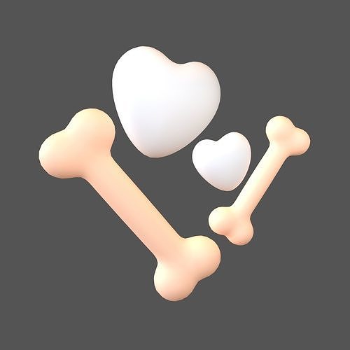 3D model Bone with Heart v1 020 VR / AR / low-poly | CGTrader