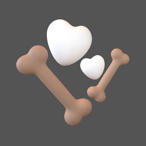 3D model Bone with Heart v1 030 VR / AR / low-poly | CGTrader