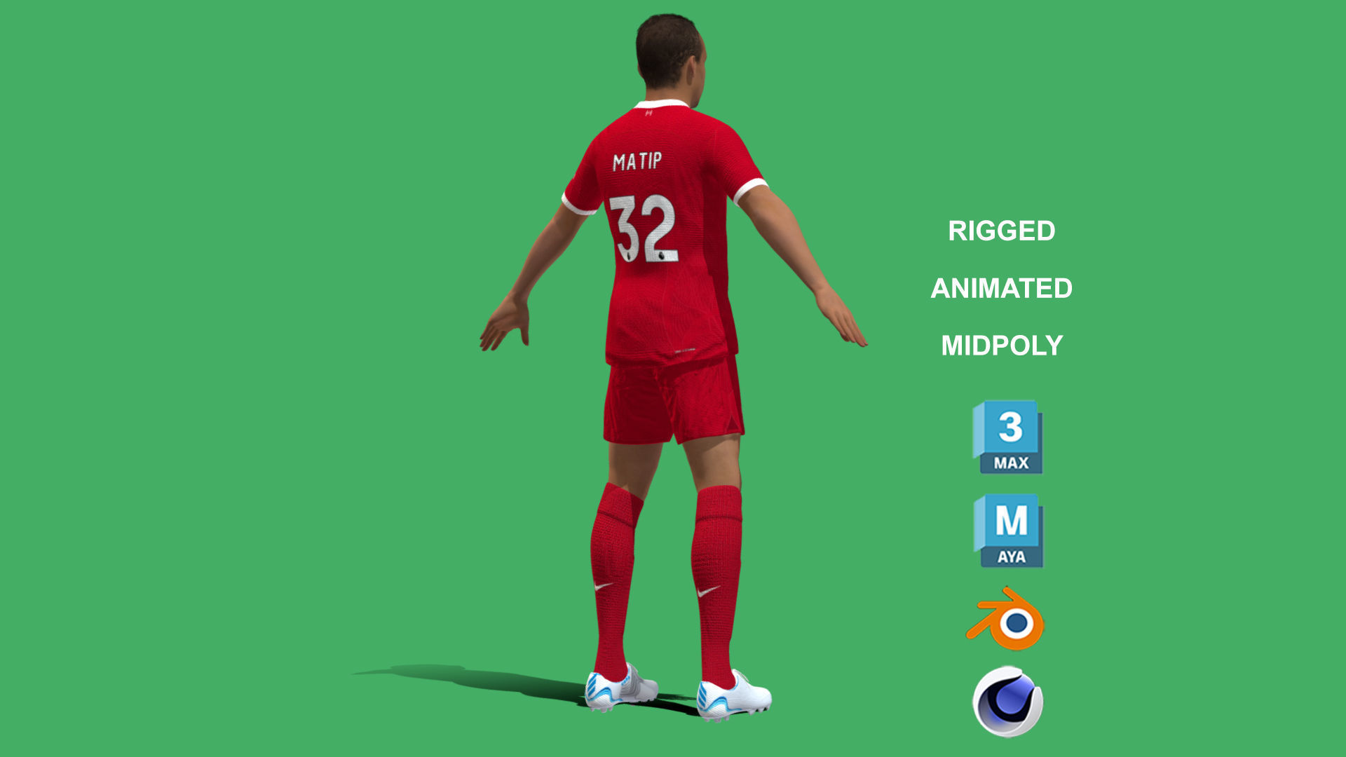 3D Rigged Joel Matip Liverpool 2024 3D model animated rigged | CGTrader