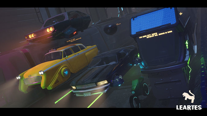 3D model Driveable Animated Cyberpunk Futuristic Vehicles Set VR / AR ...
