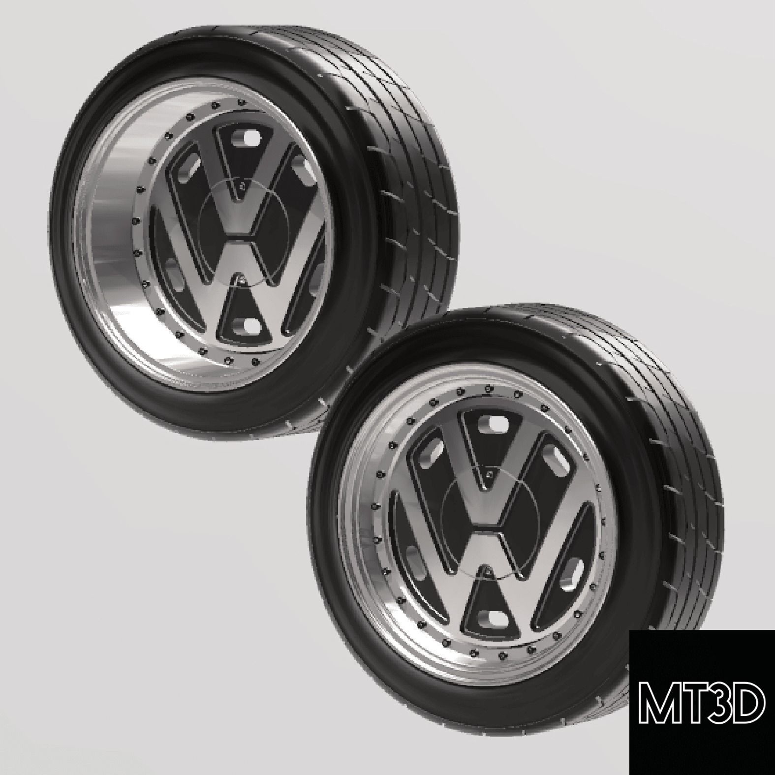 VOLKSWAGEN VW LOGO WHEELS WITH STRETCHED TIRES IN 2 SIZES 3D model 3D ...