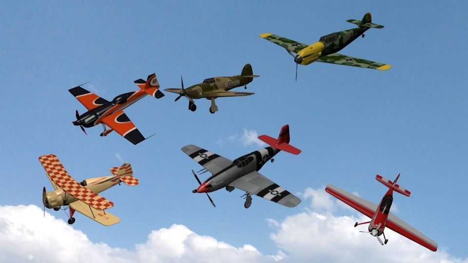 3D model 6 Stunt Planes and WW2 Bomber Pack VR / AR / low-poly | CGTrader