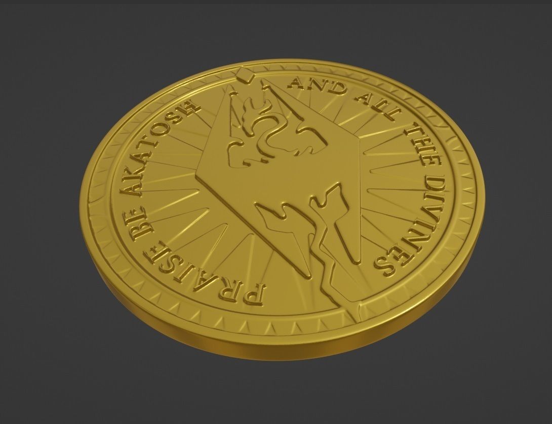 Golden septim Coin 3D model 3D printable | CGTrader
