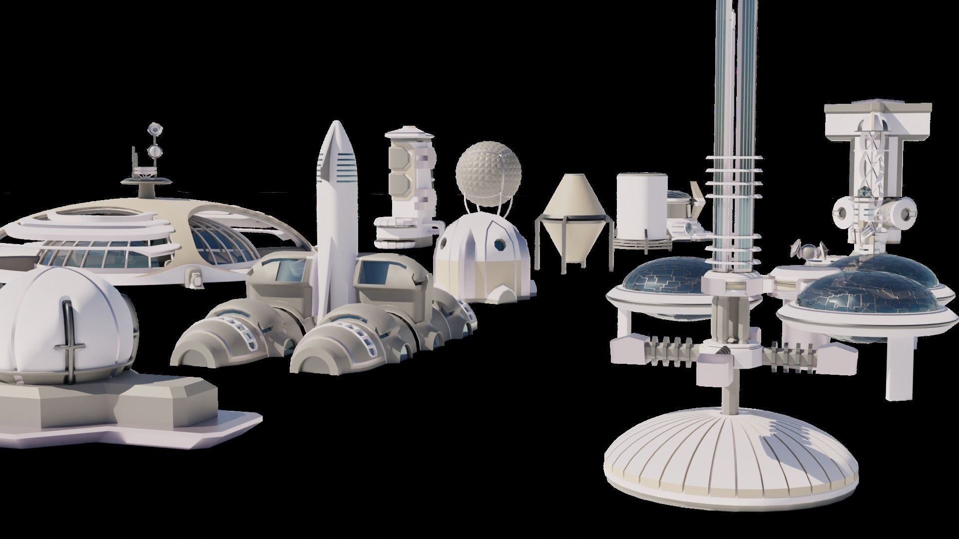 3D model Stylized Space Buildings Colony VR / AR / low-poly | CGTrader